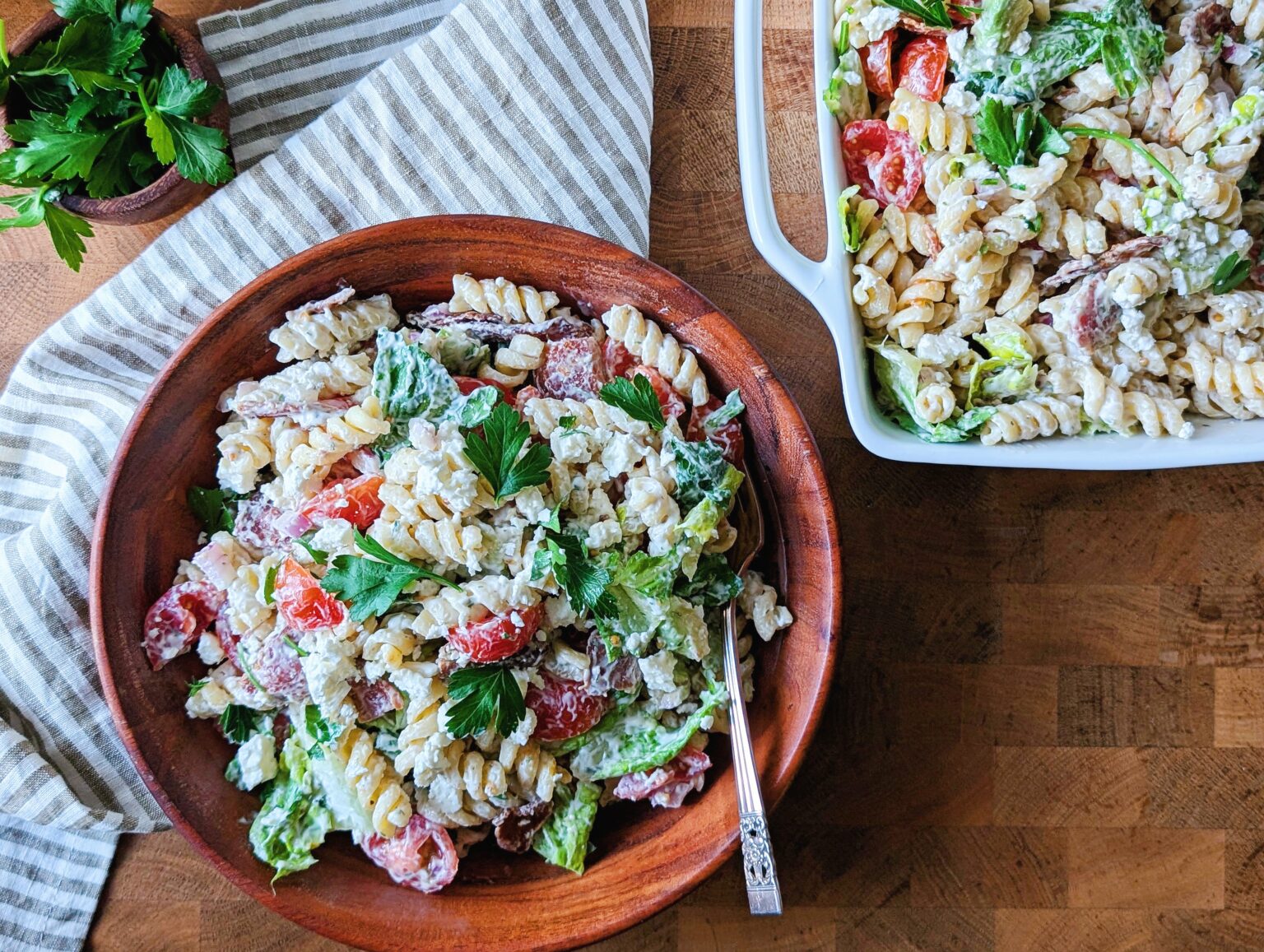 Healthy BLT Pasta Salad with Avocado | Sarah Remmer